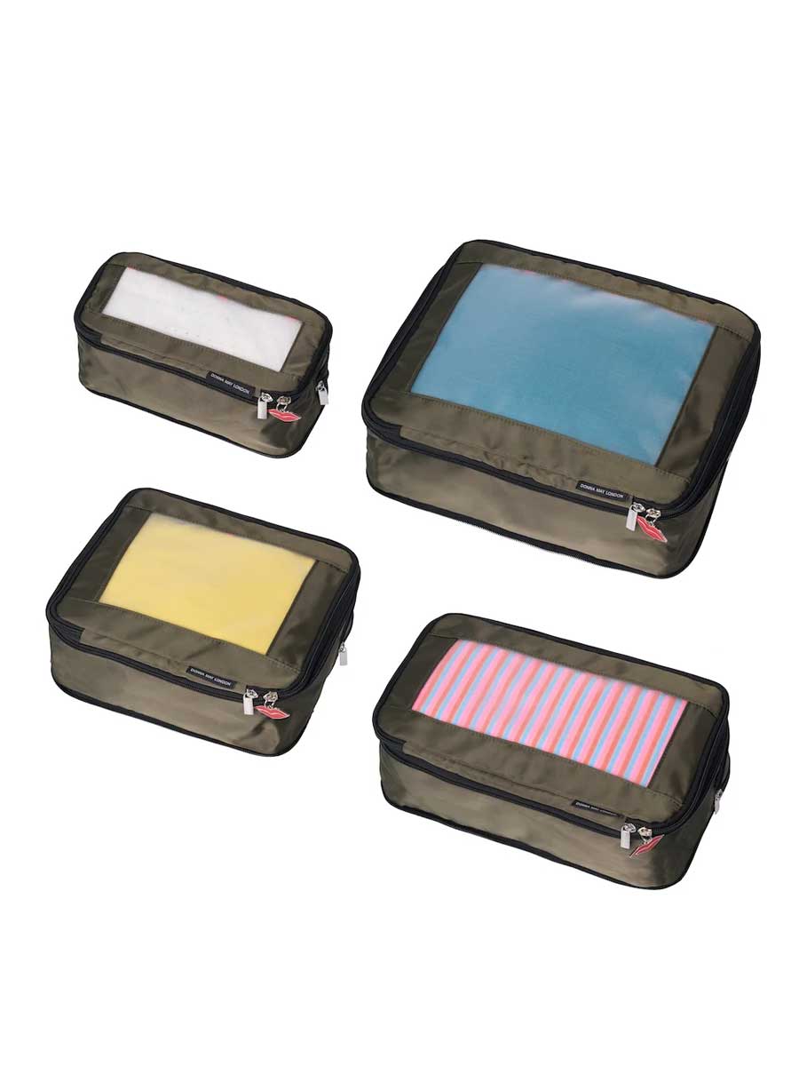 Donna May London Compression Packing Cubes set of 4 - Khaki & Pink ...