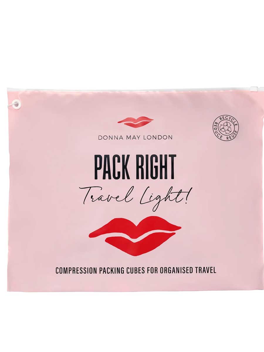 Donna May London Compression Packing Cubes set of 4 - Khaki & Pink ...
